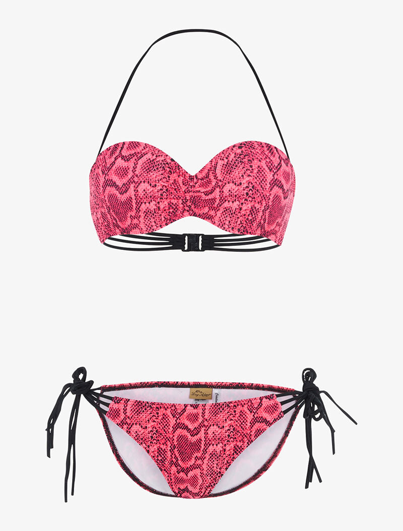 Python-Print-Bikini mit Bändern - Neonrosa Inspee | Inspee